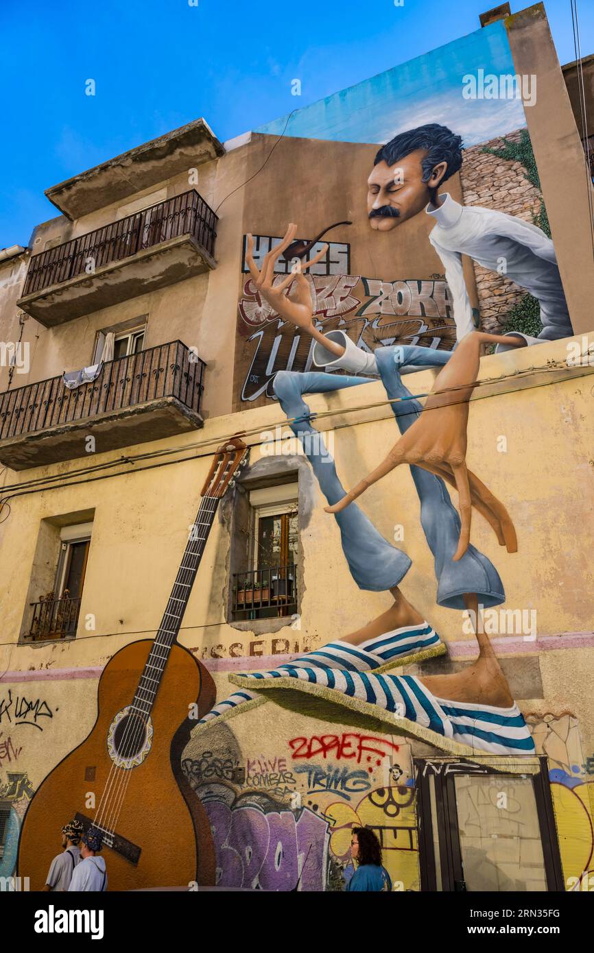 France, Hérault, Sète, fresque qui fait partie du MACO (Musée à ciel ouvert) - musée en plein ...