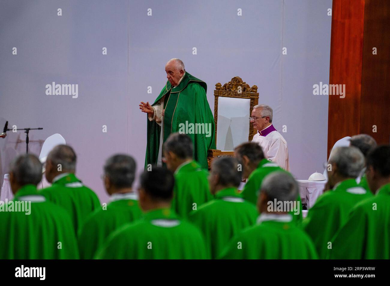 Pope Francis presides over a mass at the Steppe Arena in the Mongolian ...