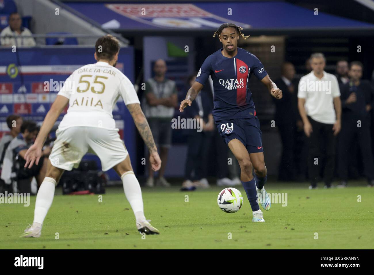 Bradley Barcola du PSG lors du match de championnat de France de Ligue 1 entre l'Olympique ...