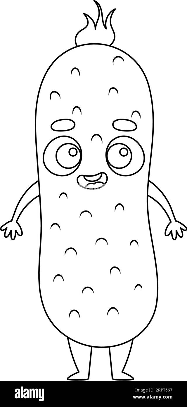 Coloriage de concombre dessin pour les enfants Banque d'images noir et ...