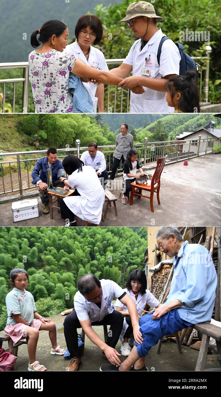 210712 -- XIUNING, le 12 juillet 2021 -- photo combinée montrant Zhang Jianming et Xu Xiaochan ...