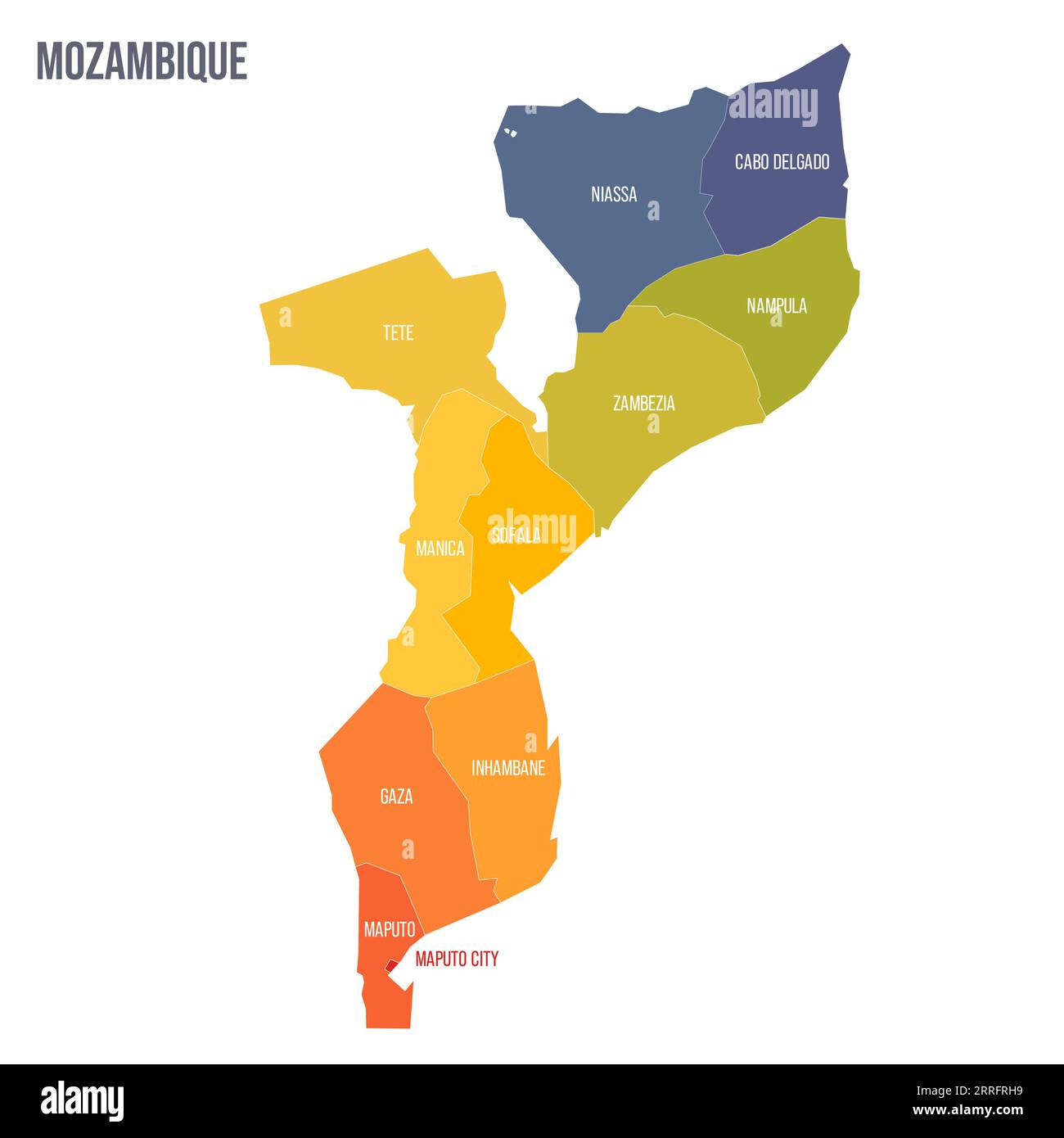 Mozambique carte politique des divisions administratives - provinces et capitale de Maputo ...