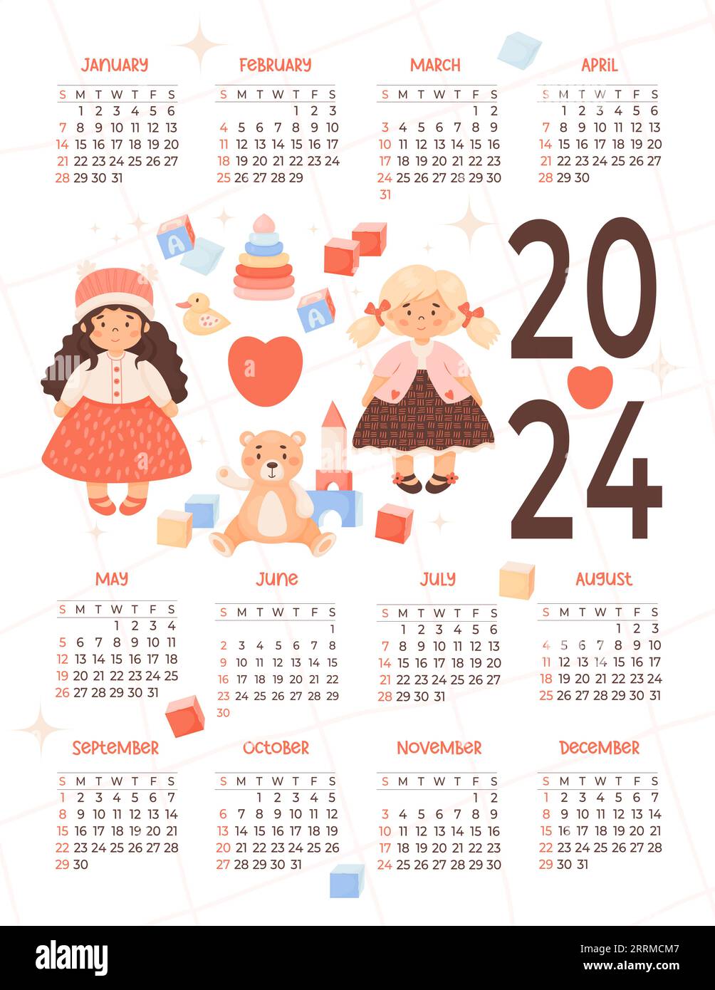 Calendrier annuel des enfants 2024 jouets mignons pour enfants, poupée ...
