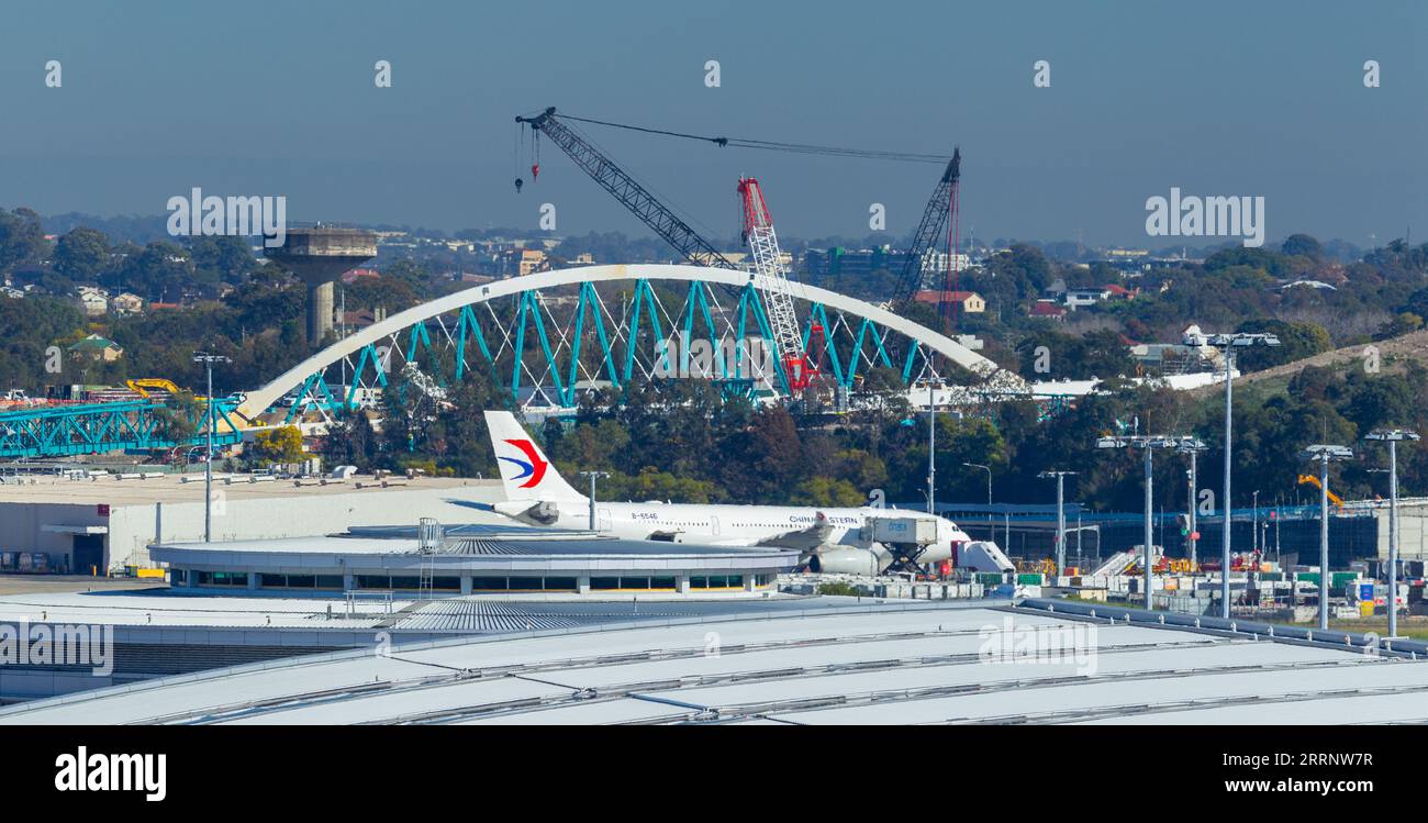 Construction de la « passerelle de Sydney » en Australie, vue depuis le ...