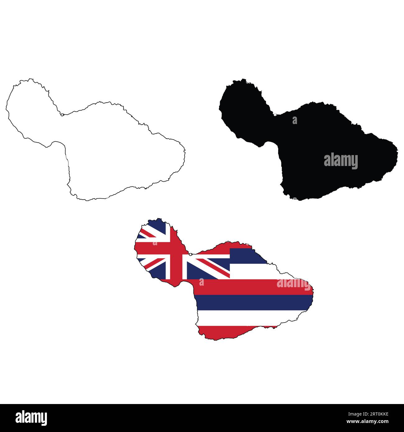 Icône carte Maui. Île de Maui Clipart. Maui Flag Map SVG. Contour ...