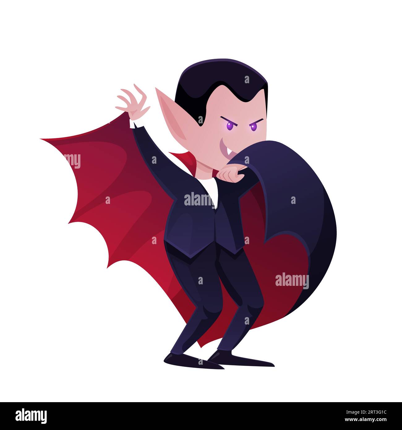 Beau personnage de dessin animé vampire à cape. Joyeux Halloween ...