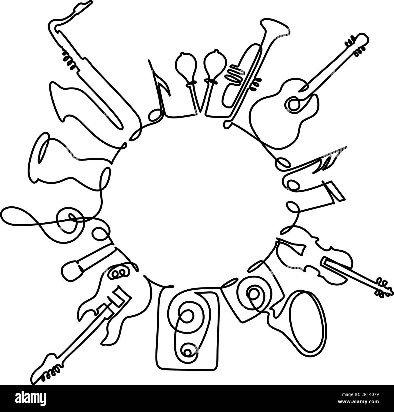 Instruments de musique de forme ronde. Silhouettes isolées sur fond ...