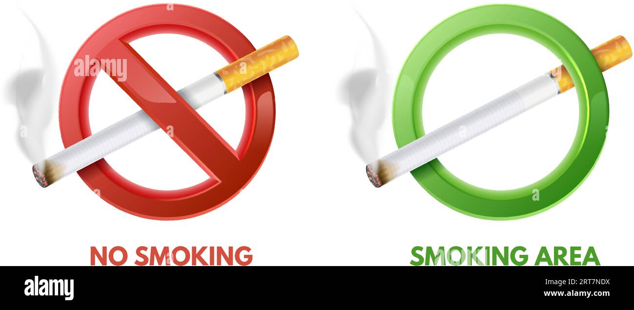 Les signes d'arrêt de cigarette et d'autorisation. Interdiction de ...