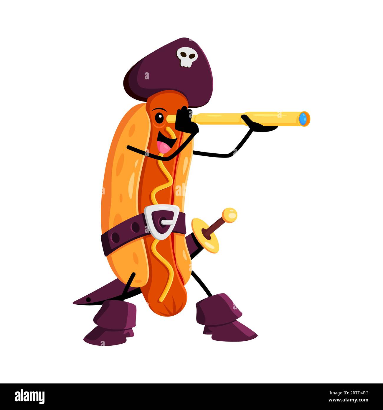 Pirate de hot-dog de dessin animé de restauration rapide et personnage ...