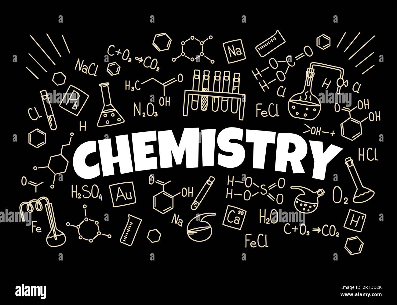 Formation en chimie avec formules et symboles, éducation vectorielle et ...