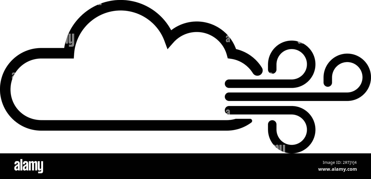 Pictogramme de prévision météo de l'icône nuages de vent. Icône du vent ...