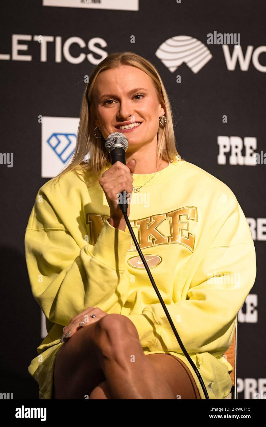 Katie Moon (USA) à la conférence de presse des Championnats de la ...