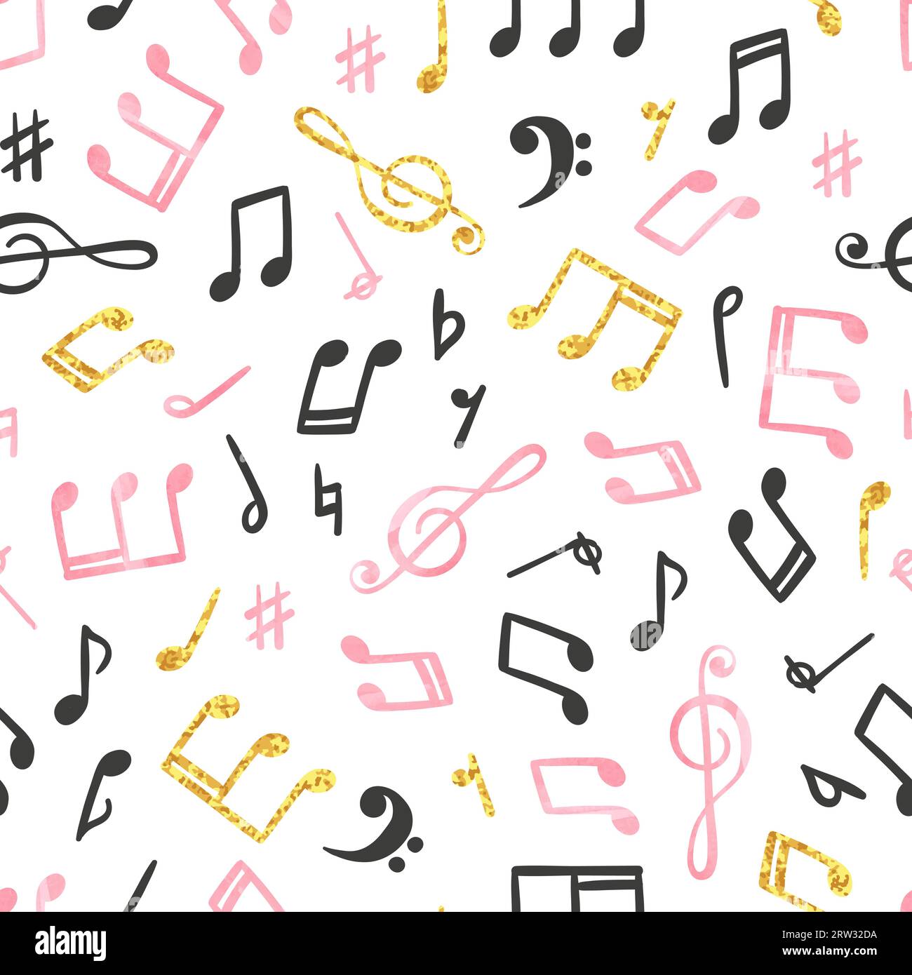 Notes de musique dorées Banque d'images vectorielles - Alamy