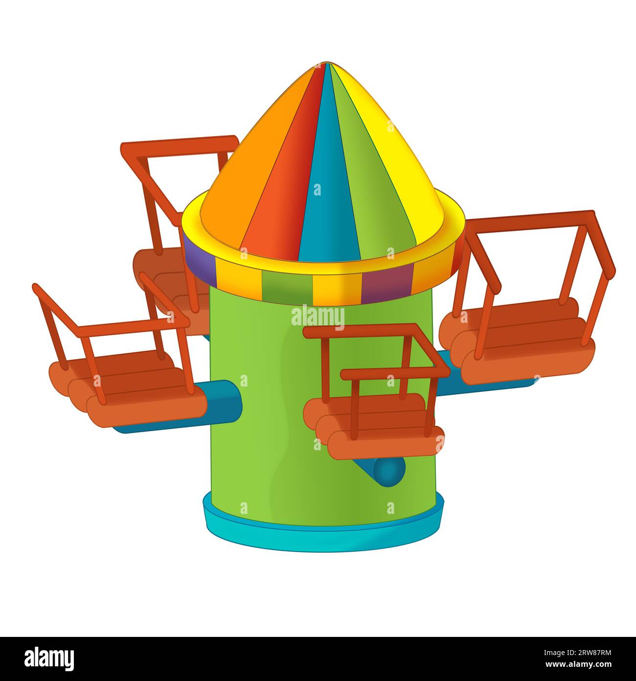 scène de dessin animé avec carrousel d'élément funfair coloré ...