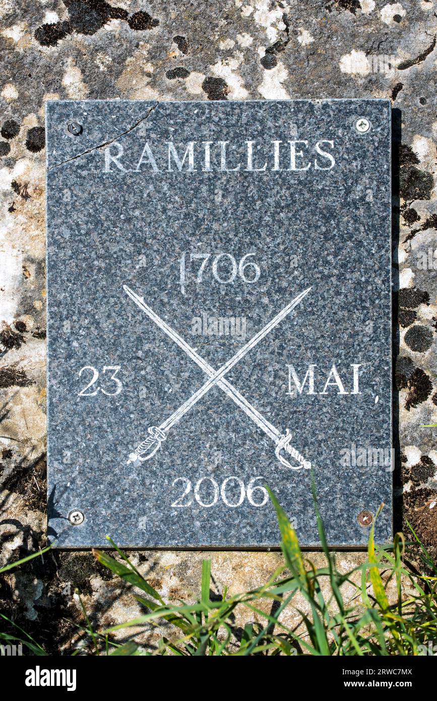 Plaque commémorative commémorant la bataille de Ramillies, 1706 Guerre ...
