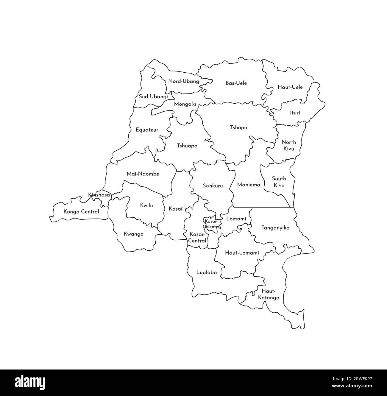 Illustration isolée vectorielle de la carte administrative simplifiée ...