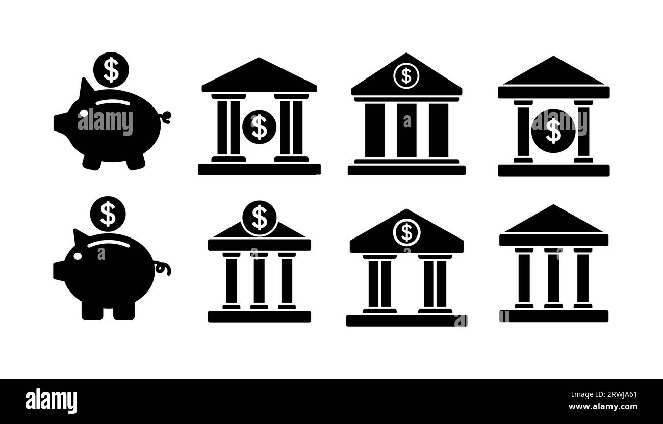 Icône de la banque Banque d'images noir et blanc - Alamy