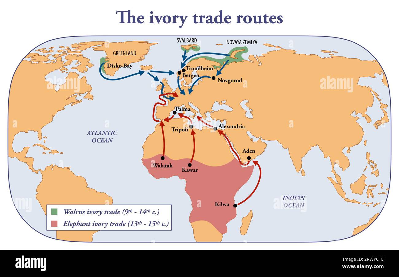 Trade routes map Banque d'images détourées - Alamy
