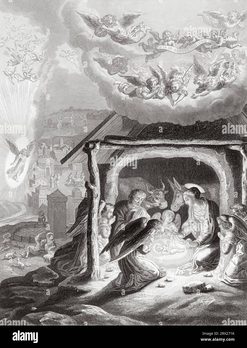 Naissance de Jésus à Bethléem de Judée. Illustration de la vie de notre ...
