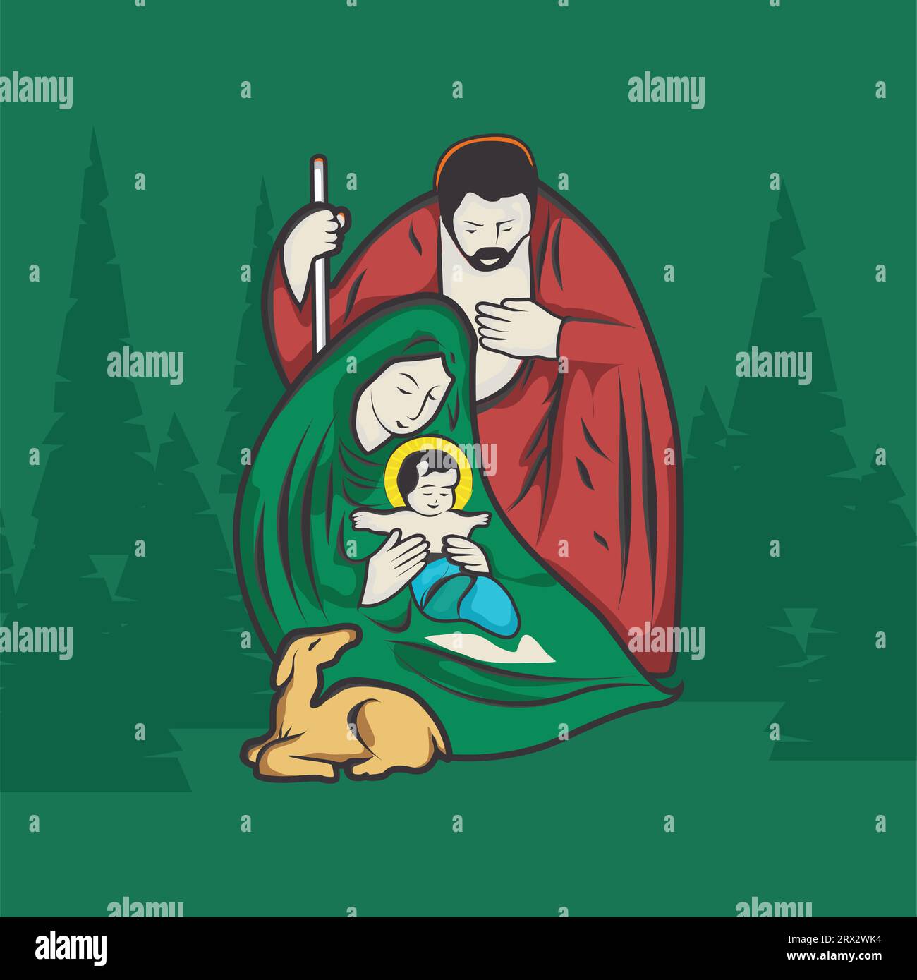 Jesus birth in the stable at bethlehem Banque d'images vectorielles - Alamy