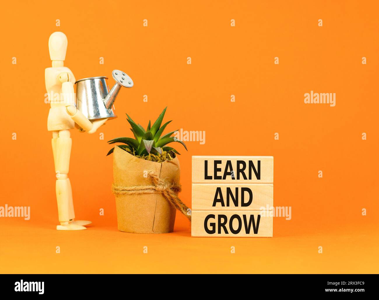 Symbole apprendre et grandir. Mot concept apprendre et grandir sur un ...