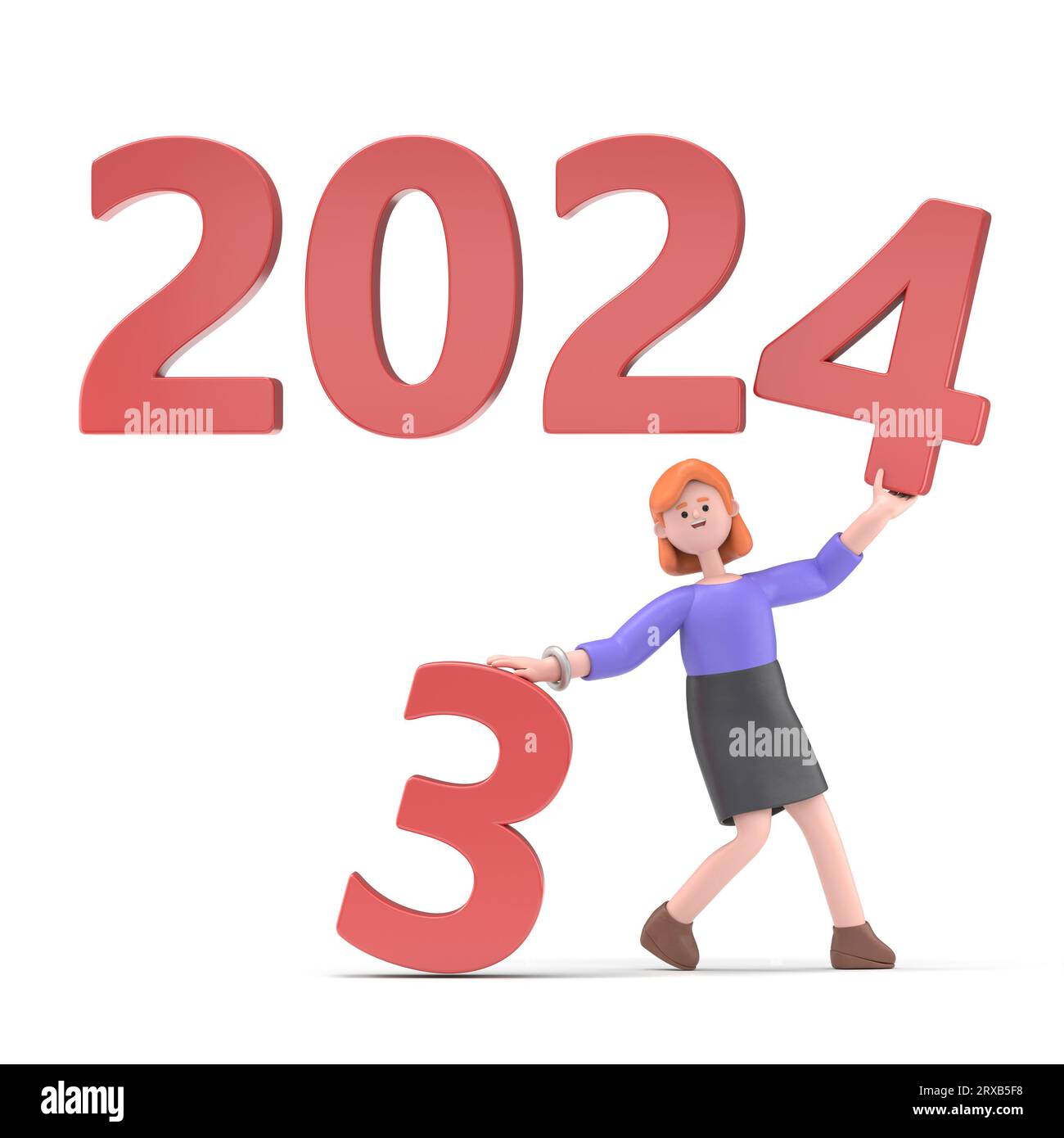 Illustration 3D de souriante femme d'affaires européenne Ellen arrache ...