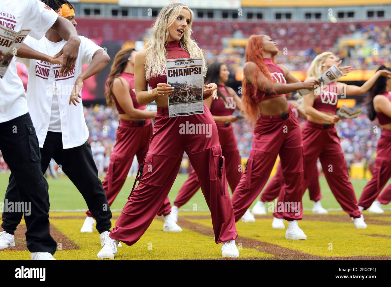 Washington Commanders cheerleaders perform during an NFL football game ...