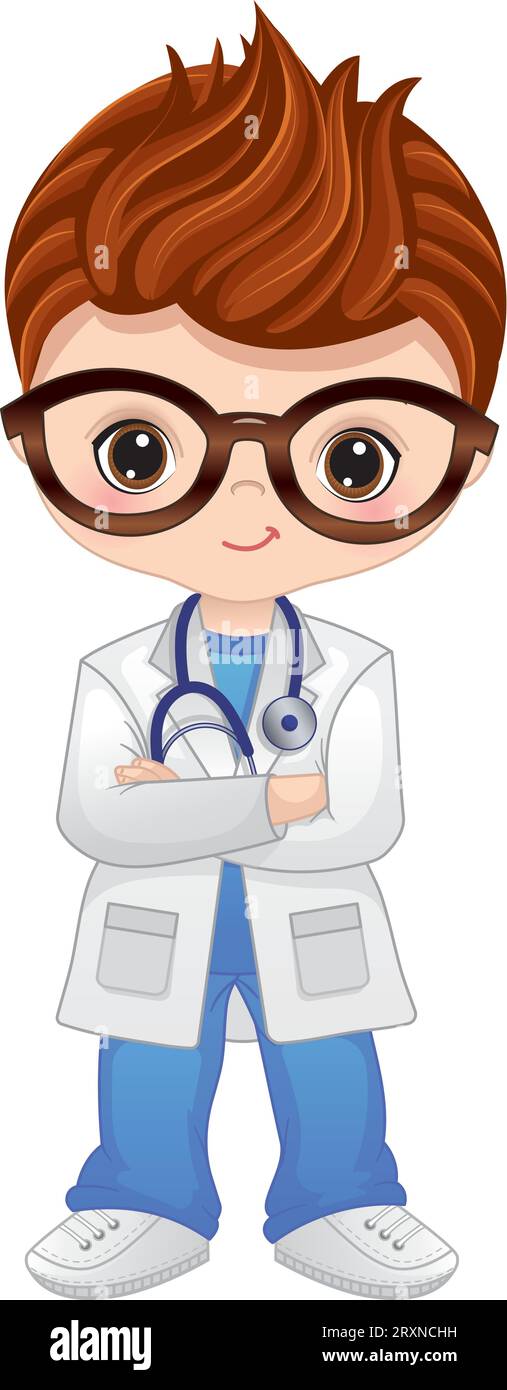 Cartoon male doctor glasses smile Banque de photographies et d’images à ...