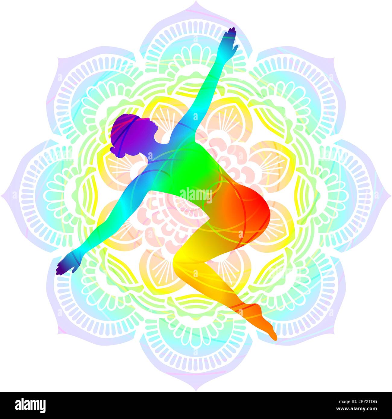 Posture de yoga silhouette colorée. Posture de torsion du ventre en ...