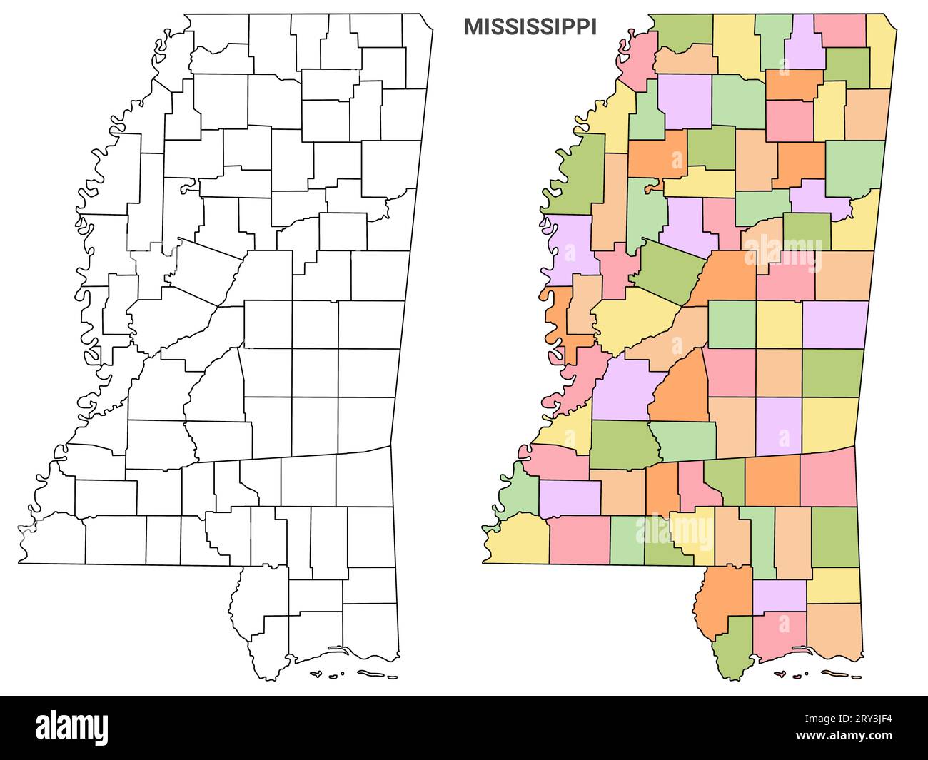 Mississippi state map Banque de photographies et d’images à haute ...