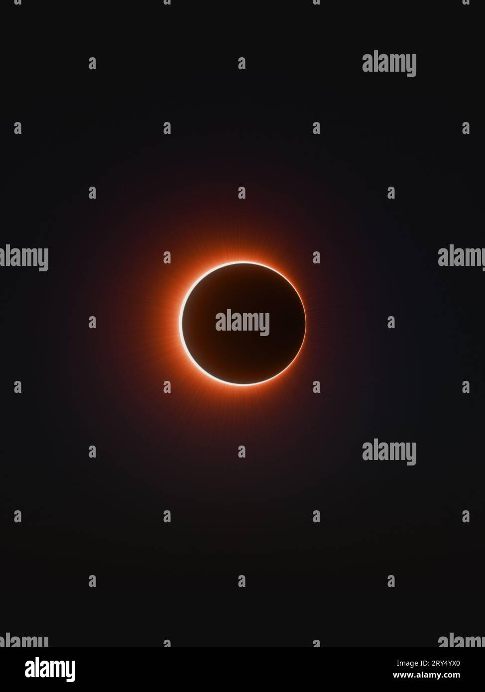 éclipse solaire totale rouge, alignement du soleil, de la terre et de ...
