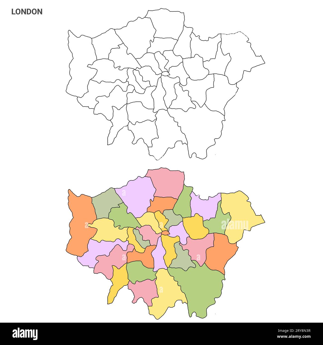 London boroughs map Banque d'images détourées - Alamy