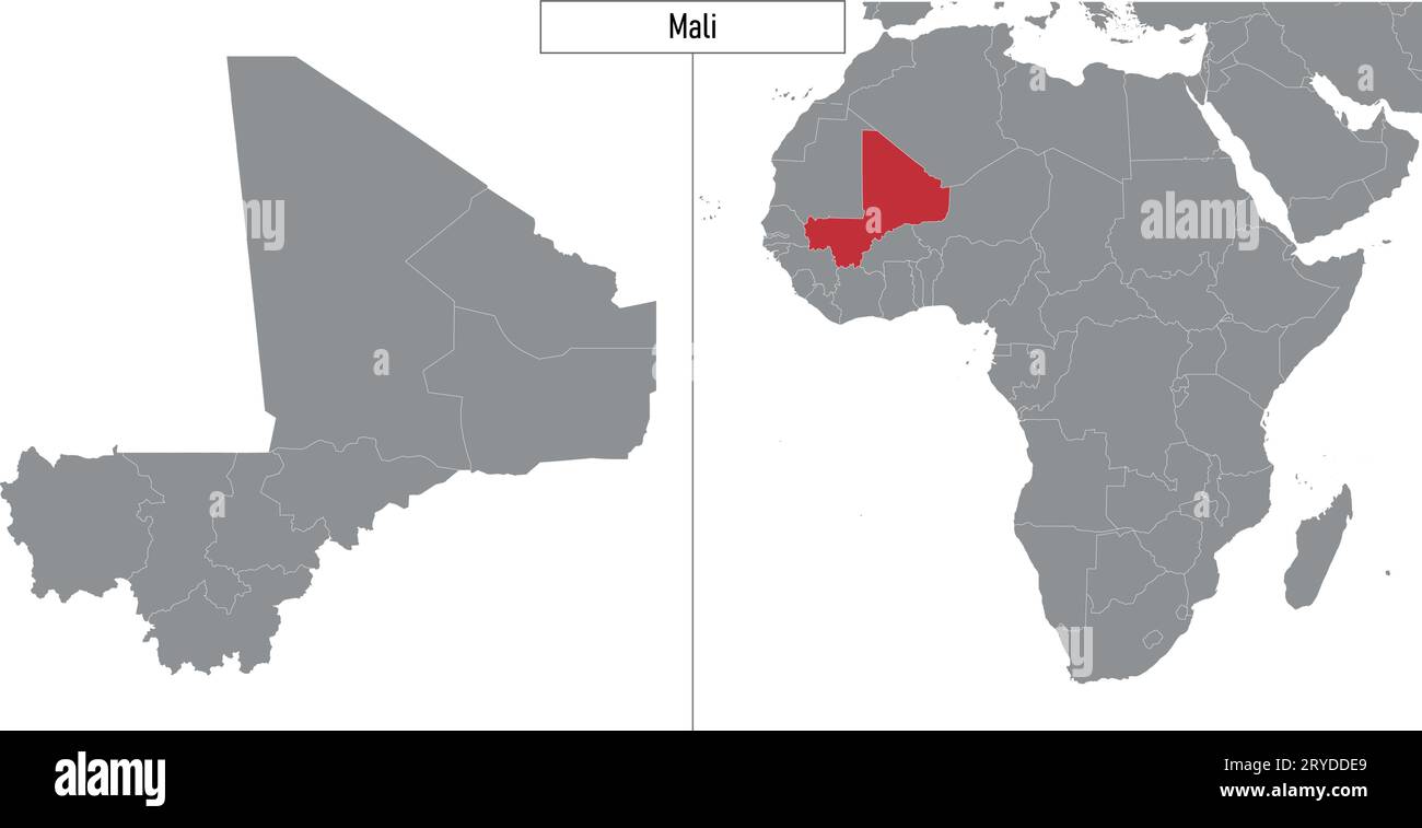 Carte du Mali et localisation sur la carte de l'Afrique. Illustration ...