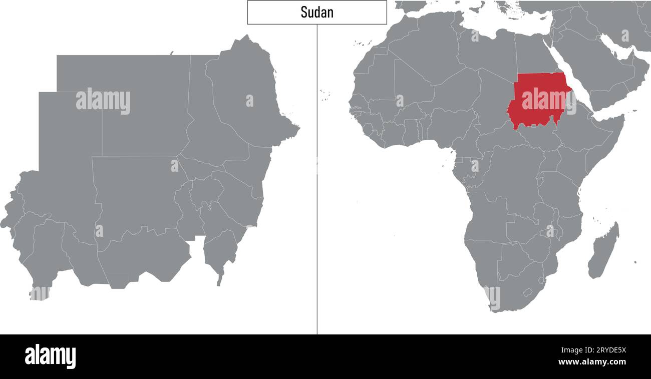 Carte du Soudan et localisation sur la carte de l'Afrique. Illustration ...