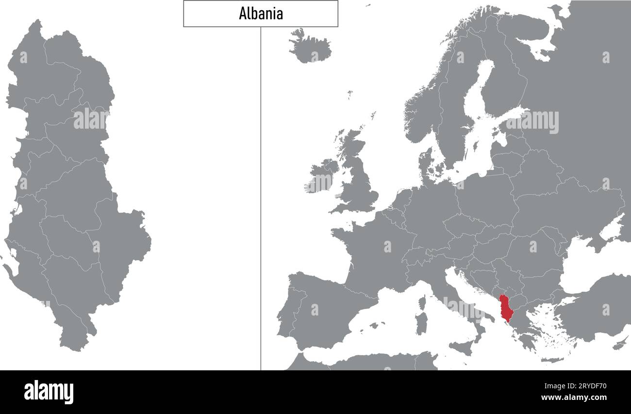 Carte de l'Albanie et localisation sur la carte de l'Europe ...