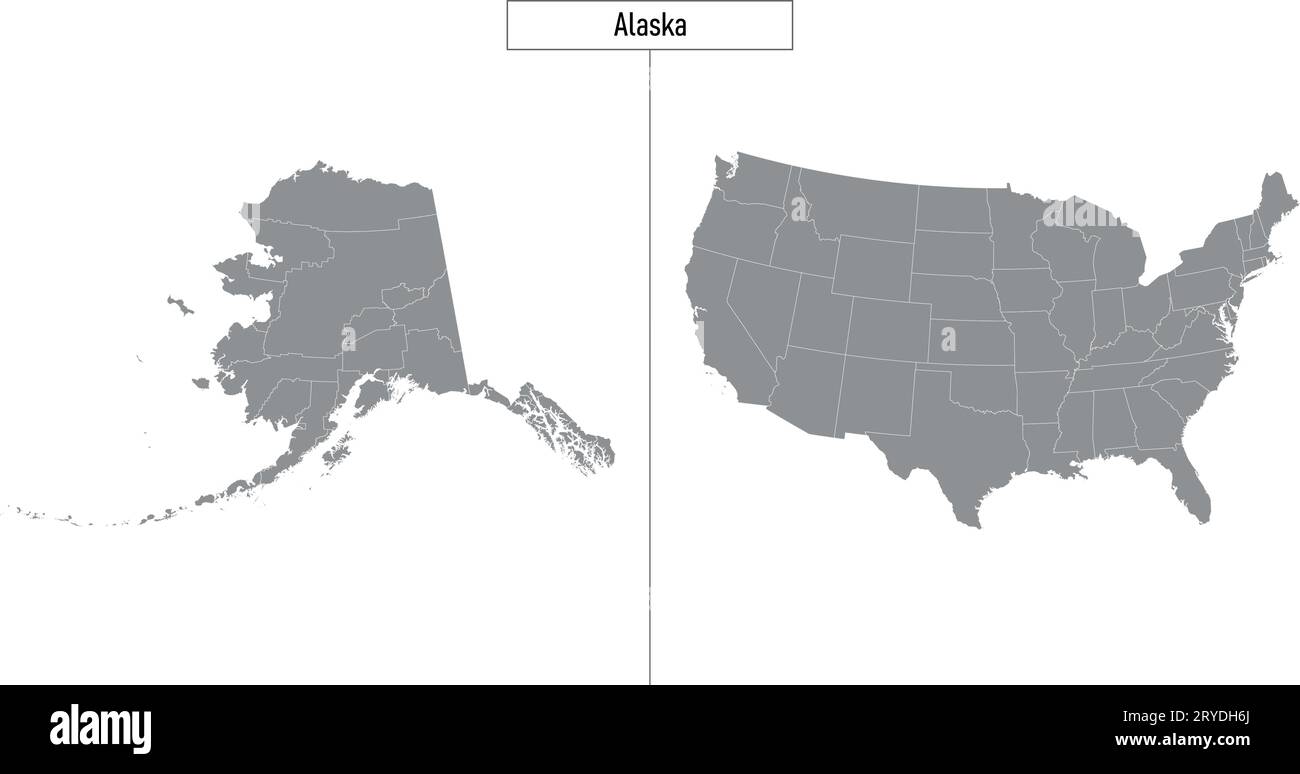 Carte simple de l'état de l'Alaska des États-Unis et localisation sur ...