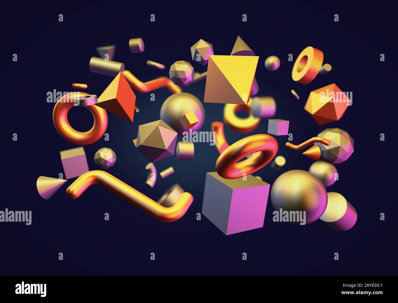 3d shapes and cone and square Banque de photographies et d’images à ...