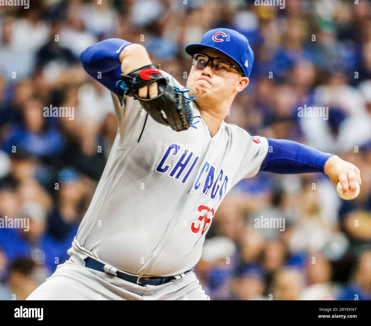 Milwaukee, États-Unis. 30 septembre 2023. Le lanceur Jordan Wicks lance ...
