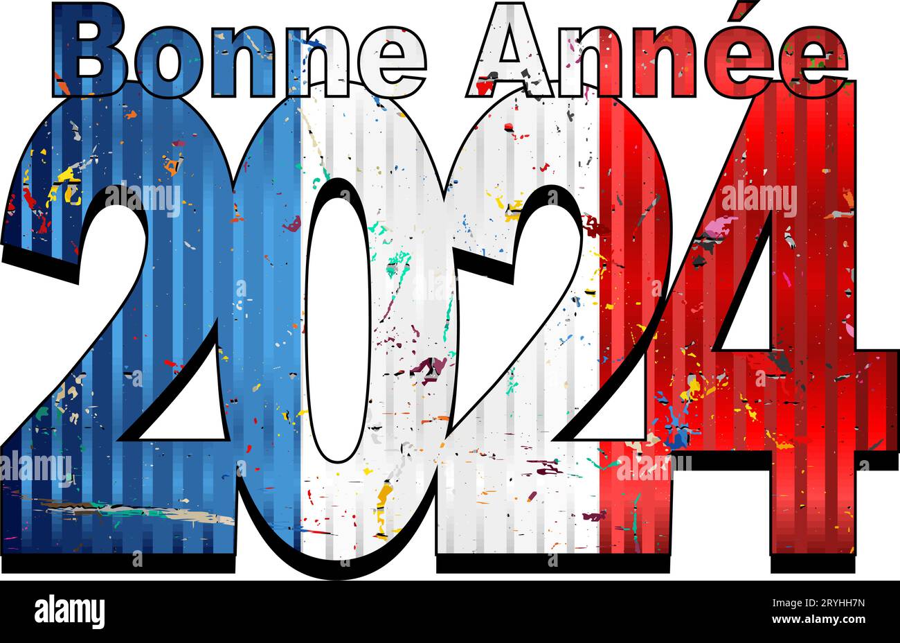 Bonne année 2024 avec drapeau de France à l'intérieur - Illustration ...