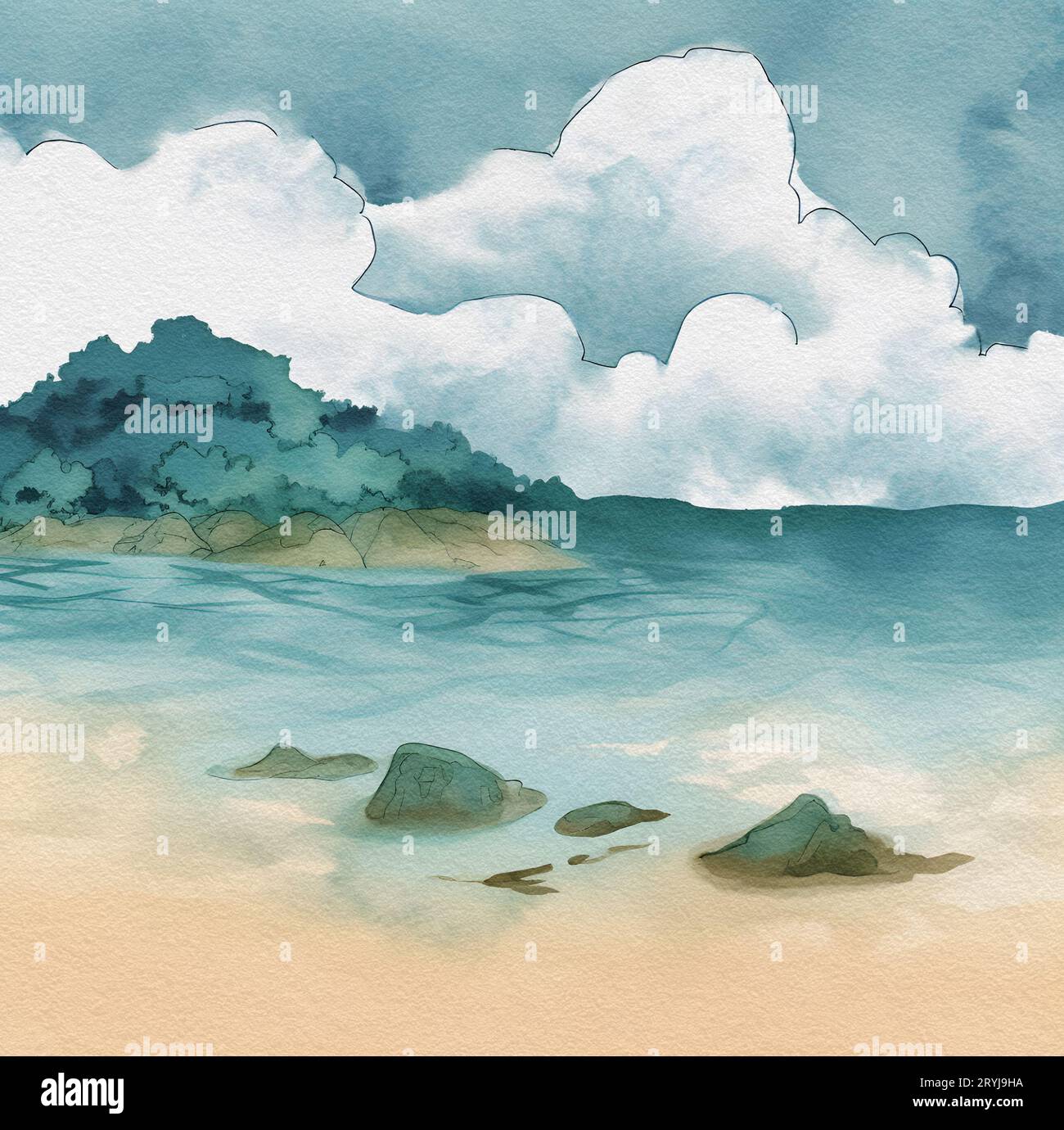 Aquarelle de plage Banque de photographies et d’images à haute ...