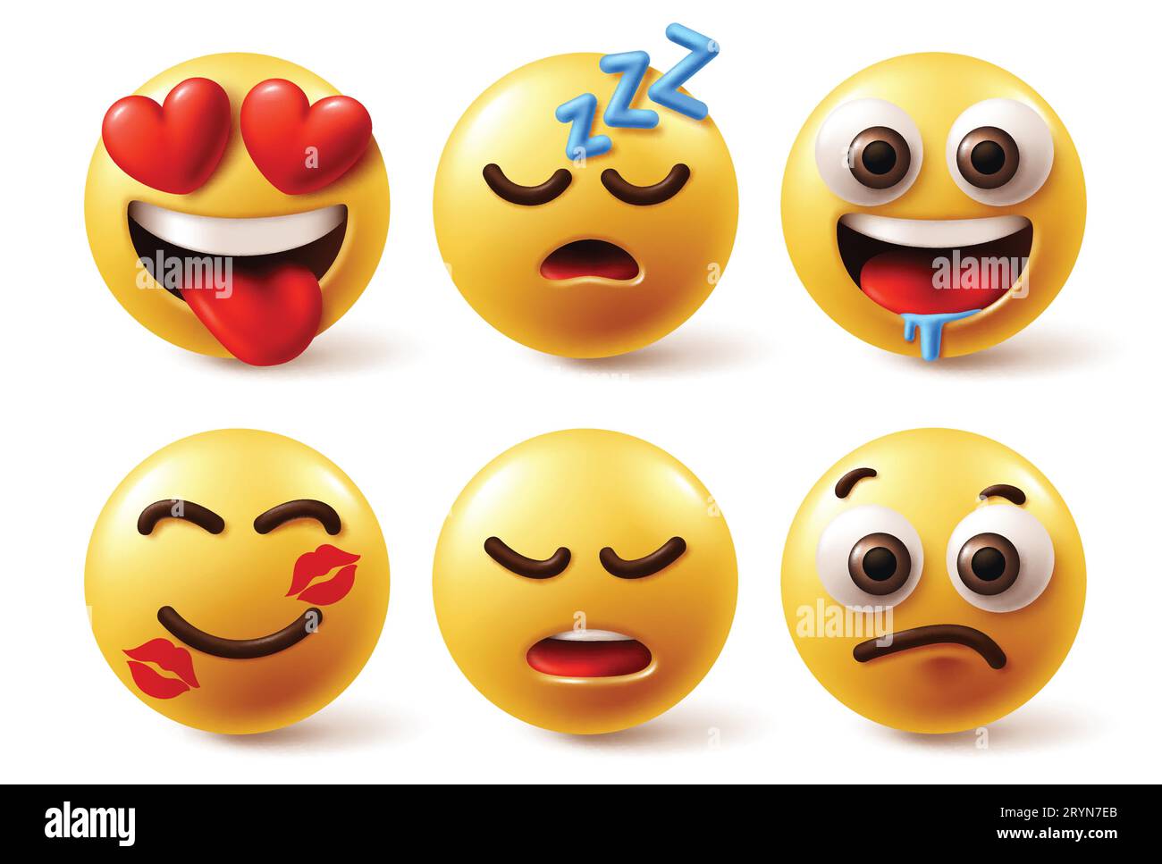 Jeu de vecteurs de visage de caractères emoji. Emojis émoticône ...