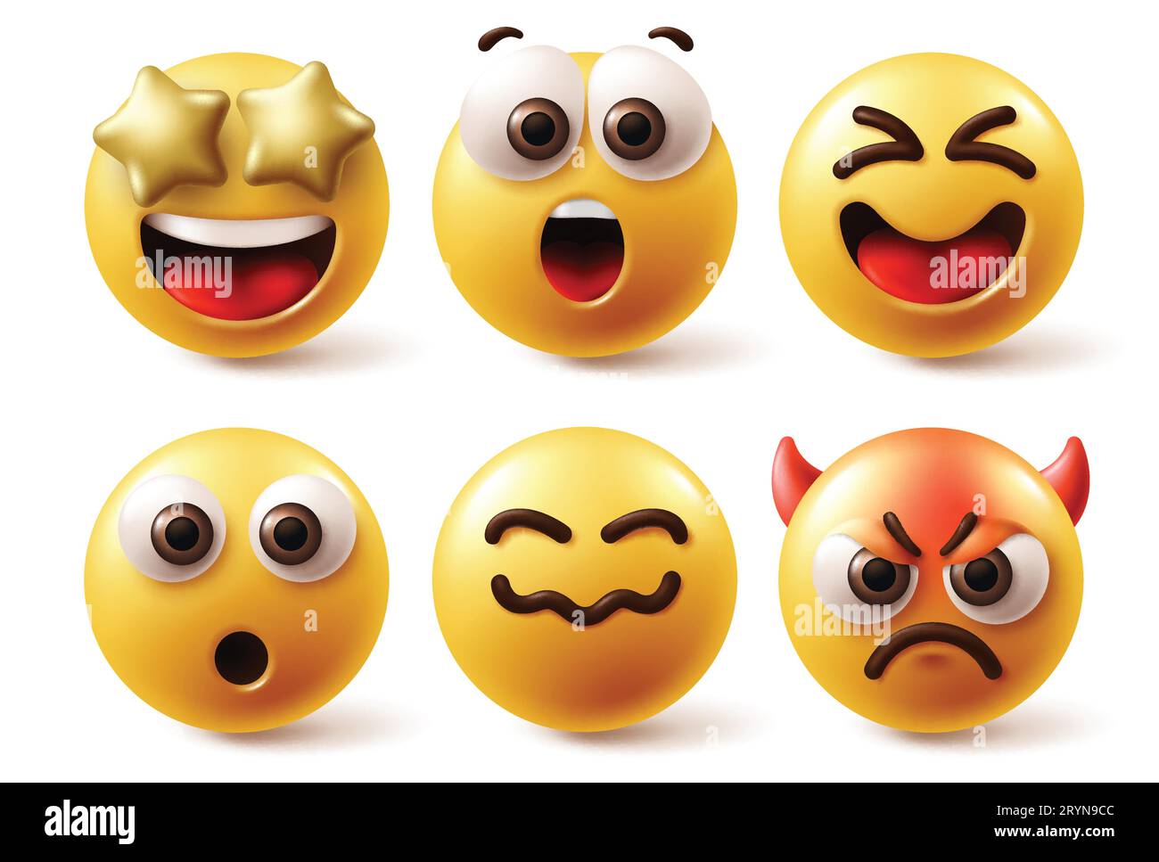 Jeu de vecteurs de caractères de visage emoji. Émoticon emojis ...