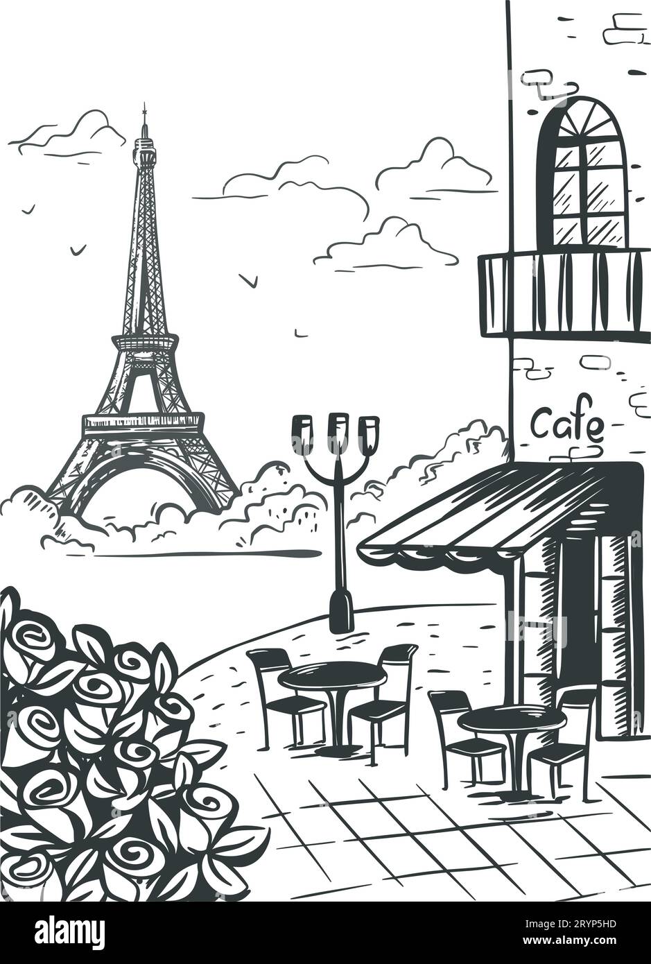 Paris; tour eiffel; dessin Banque d'images noir et blanc - Alamy