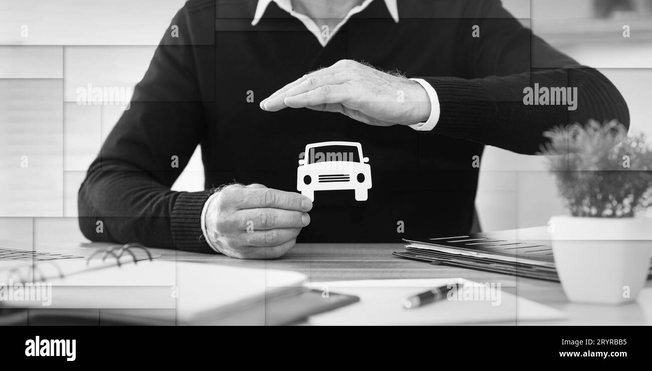 Assureur automobile Banque d'images noir et blanc - Alamy