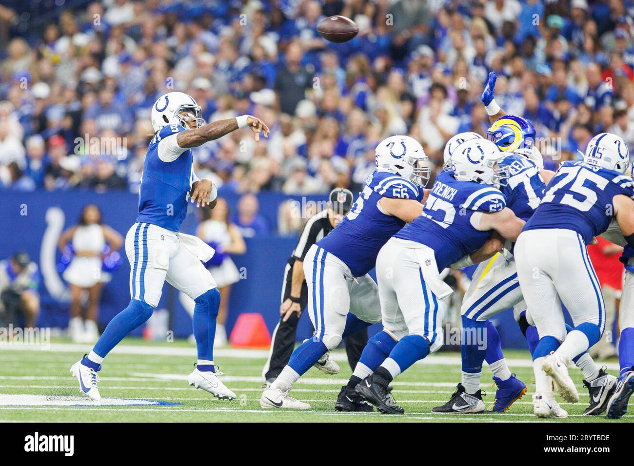 01 octobre 2023 : Anthony Richardson (5), le quarterback des Colts d ...