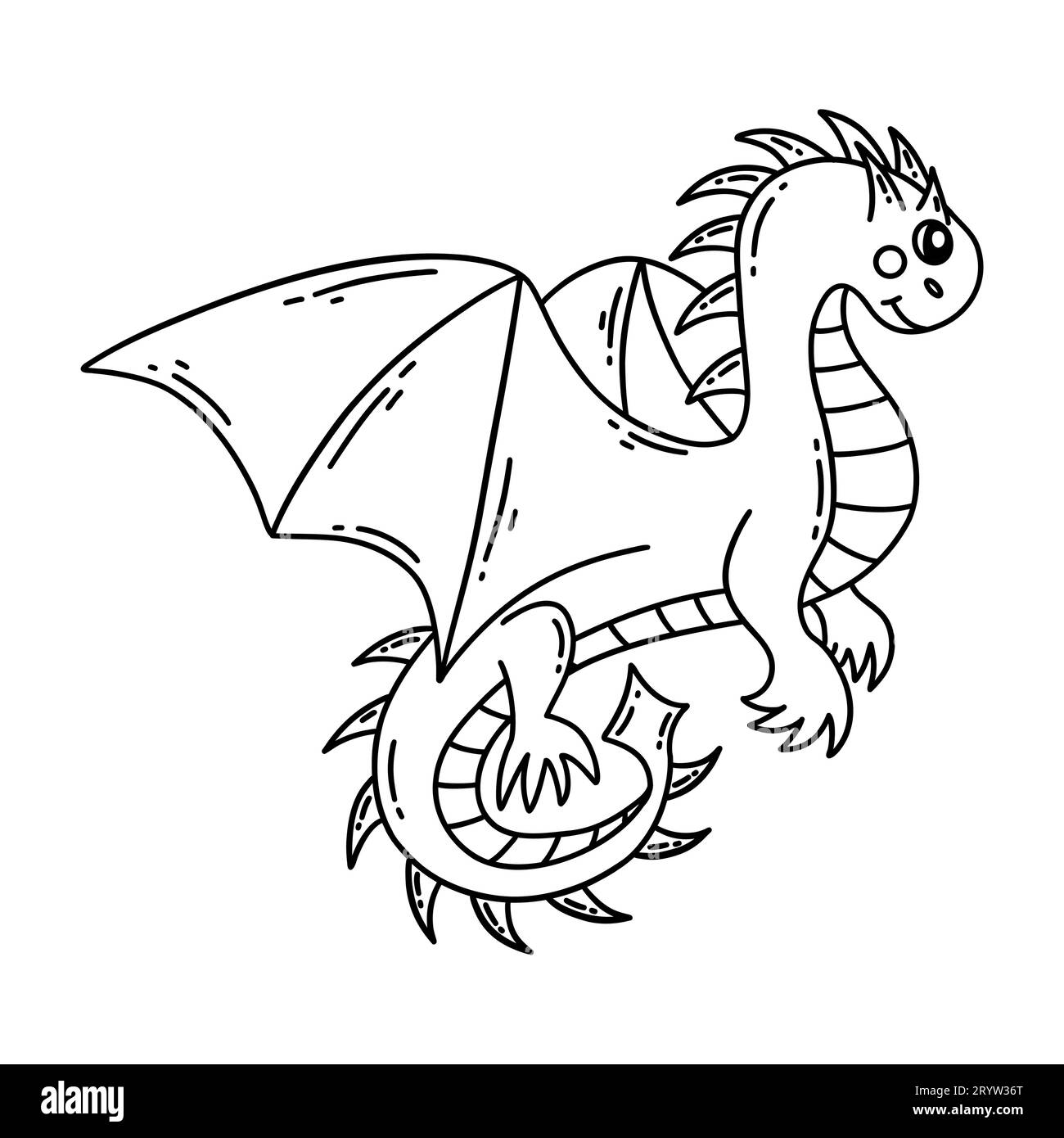 Le dragon volant s'envole dans les airs. Dessin à la main de l ...