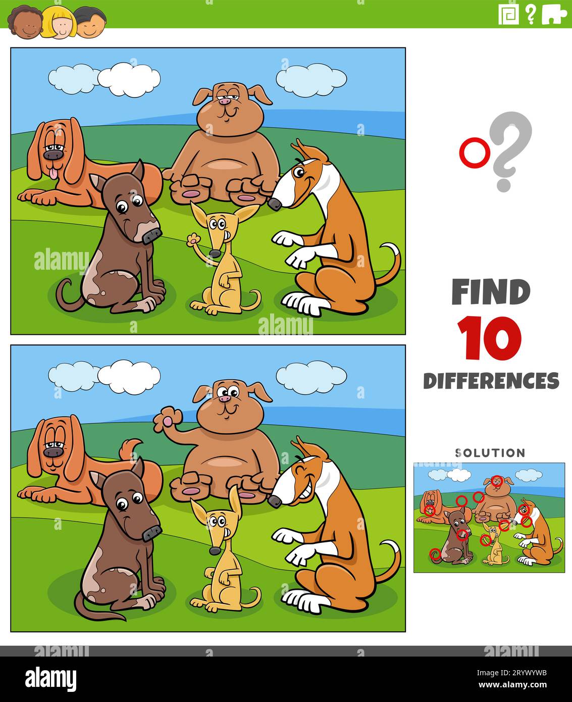Dessin animé illustration de trouver les différences entre les images ...