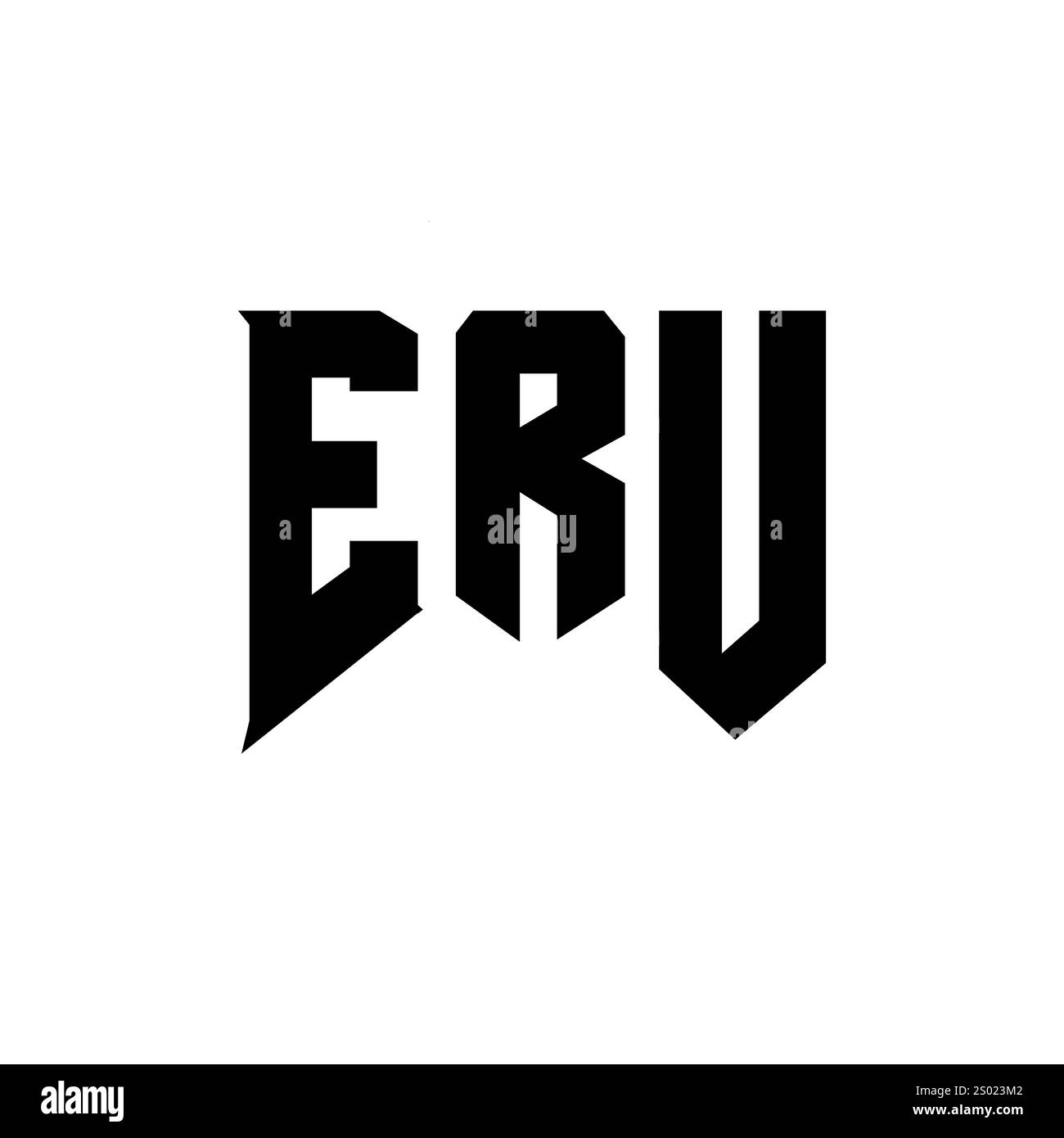 Conception de logo de lettre d'ERU pour la société de technologie. Combinaison de couleurs noir ...