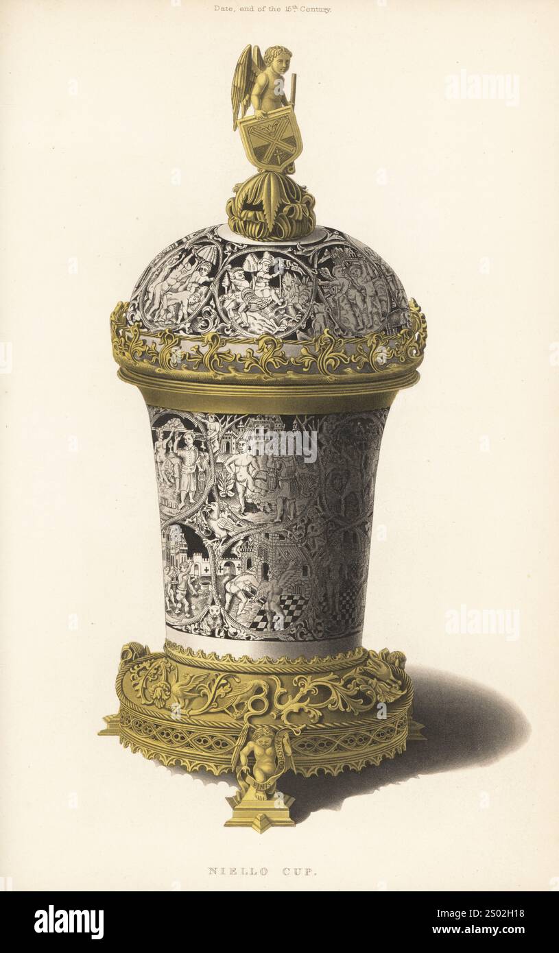 Coupe Niello gravée à la fin du XVe siècle. Niello technique de ...