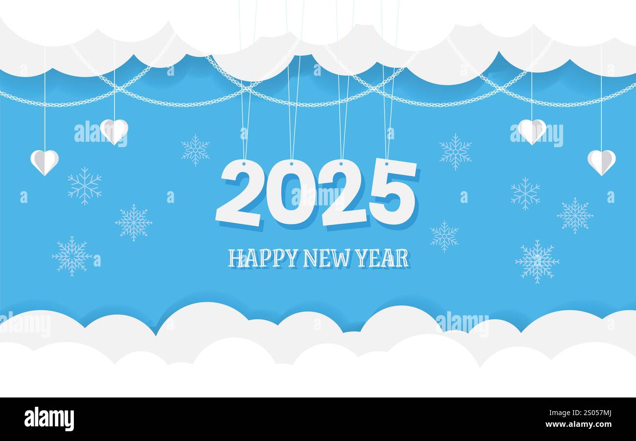 Un design festif du nouvel an 2025 avec des nuages suspendus et des ...
